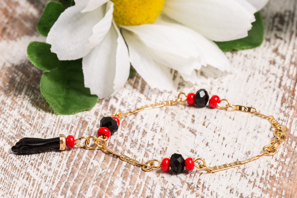 Barzel 18K Gold Plated Azabache Bracelet - Made In Brazil