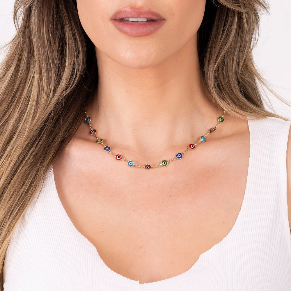 Barzel 18K Gold Plated Evil Eye Necklace - Made In Brazil